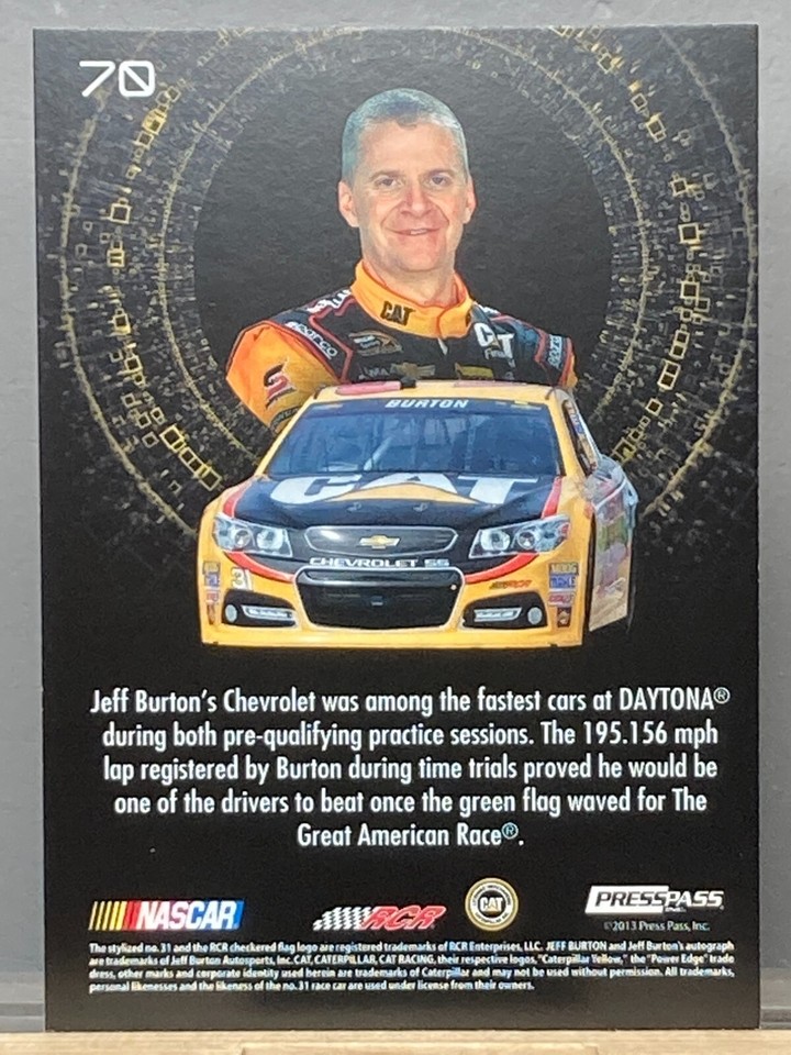 2013 Press Pass Ignite Top Speed #70 Jeff Burton 0694 | eBay