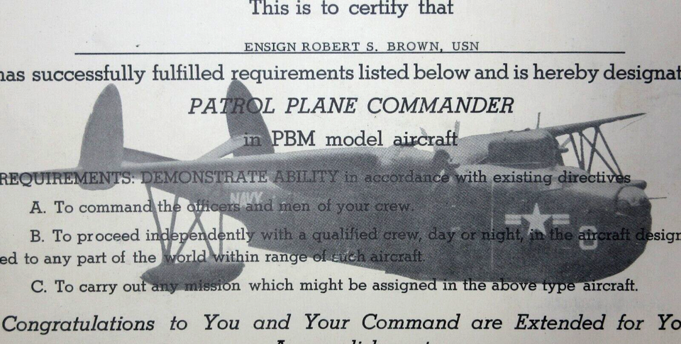 Korean War US Navy Pilot Certificate Martin PBM Mariner CVW-5 Catalina ...
