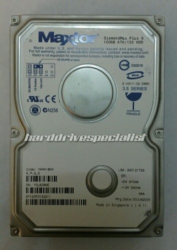 MAXTOR DiamondMax Plus 9 6Y120P0132211 120GB IDE Desktop Drive Code ...