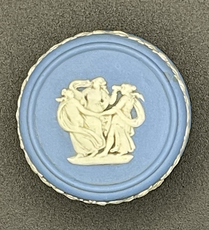 WEDGWOOD vintage decor small trinket box blue greek mythology OS motifs ...