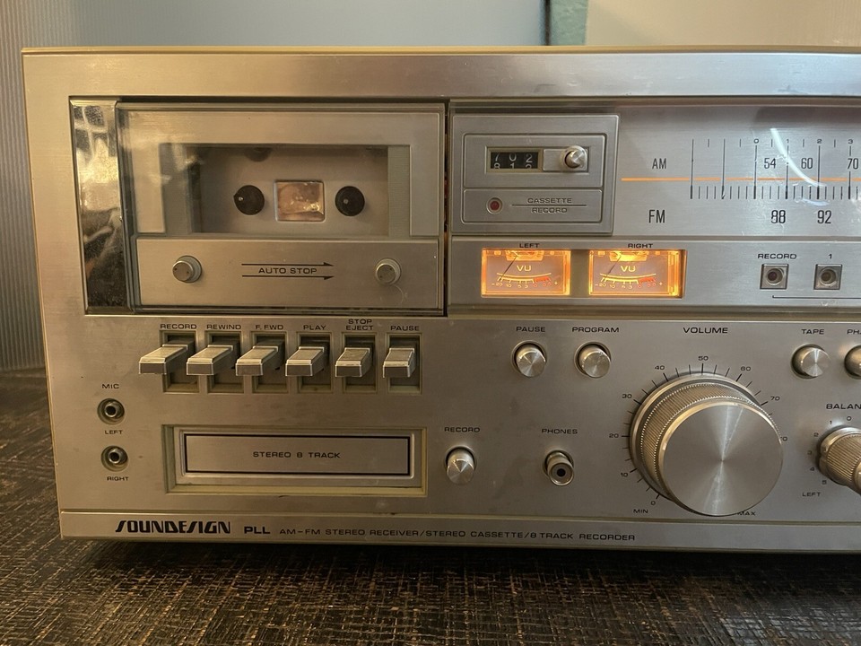 VTG Sound Design 5928 AM FM Stereo Receiver Cassette Tape Deck 8 Track ...