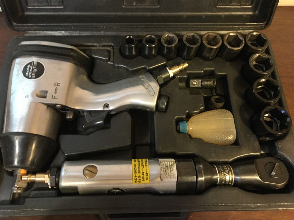 Central Pneumatic Air Socket Set w Ratchet & Impact Wrench, 3/8" & 1/2 ...