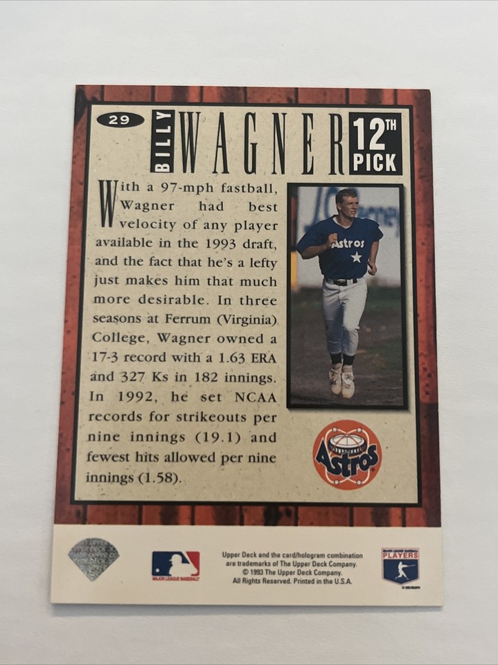 1994 Collector's Choice Baseball Card #29 Billy Wagner Rookie C9 | eBay