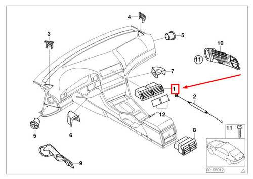 BMW 5 E39 CENTER CONSOLE AIR VENT 8364023 64228364023 97-02 ORIGINAL NO ...