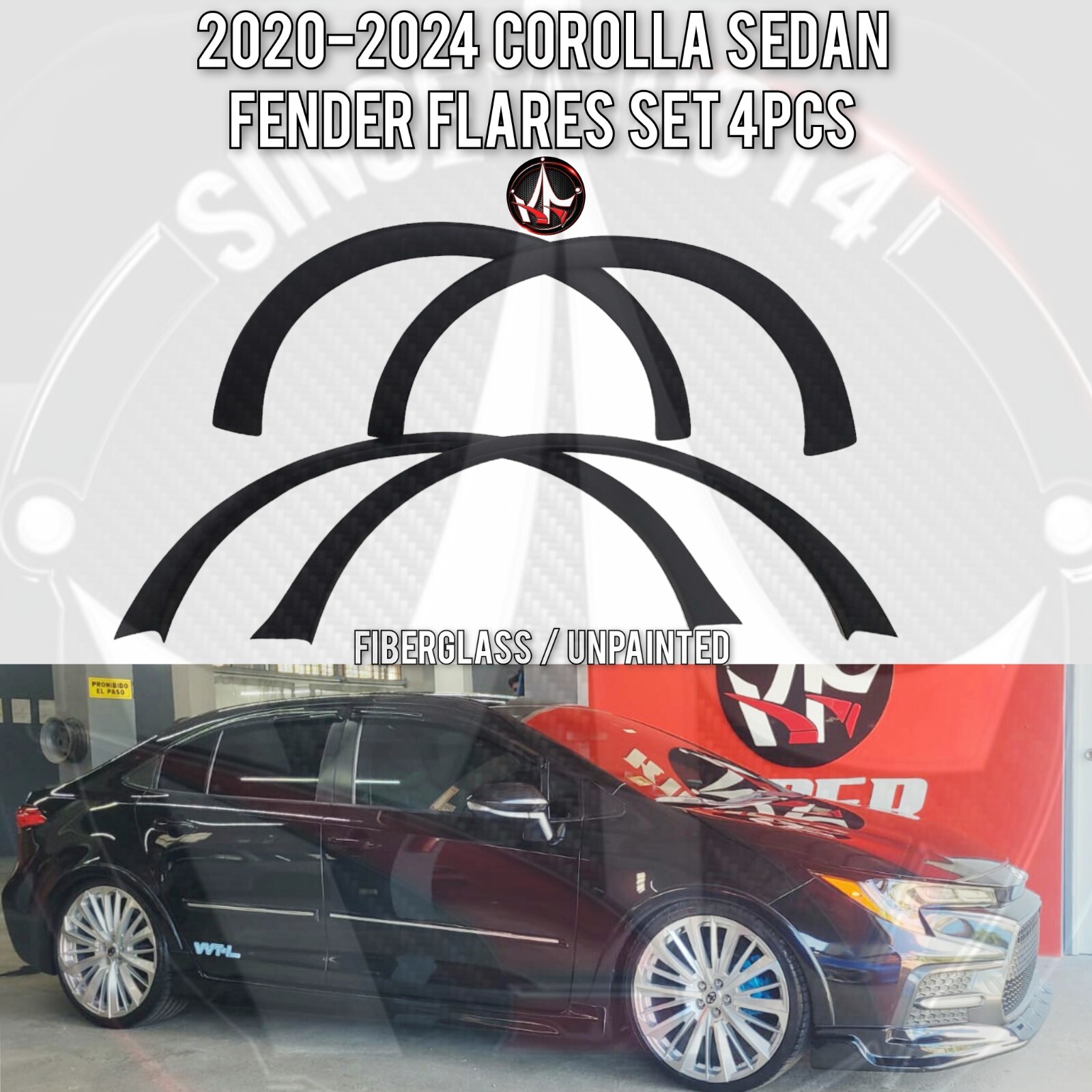 2020-2024 Corolla sedan Fender Flares Set (4pcs) by king fiber design ...
