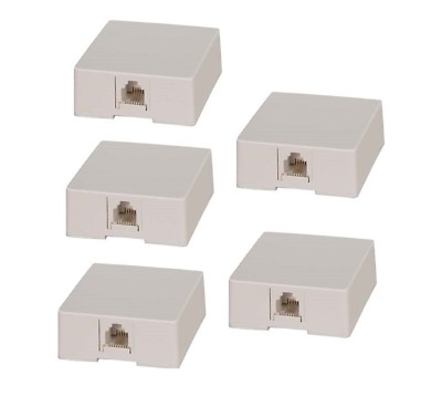 5pc RJ11 6P4C Telephone / Phone Line White Modular Surface Mount Box | eBay