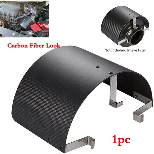 Car 2.5"-5.5" Cold Air Intake Filter Cover Heat Shield Carbon Fiber ...