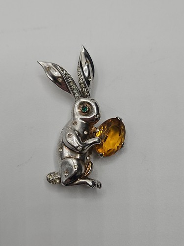 VINTAGE Sterling Silver "Trifari" Bunny Rabbit Brooch | eBay