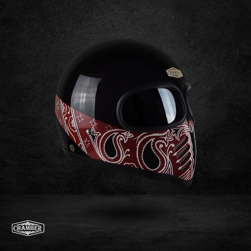 BEST SELLER! VINTAGE CUSTOM HELMET XF-GP BANDANA RED BOBBER CHOPPER ...