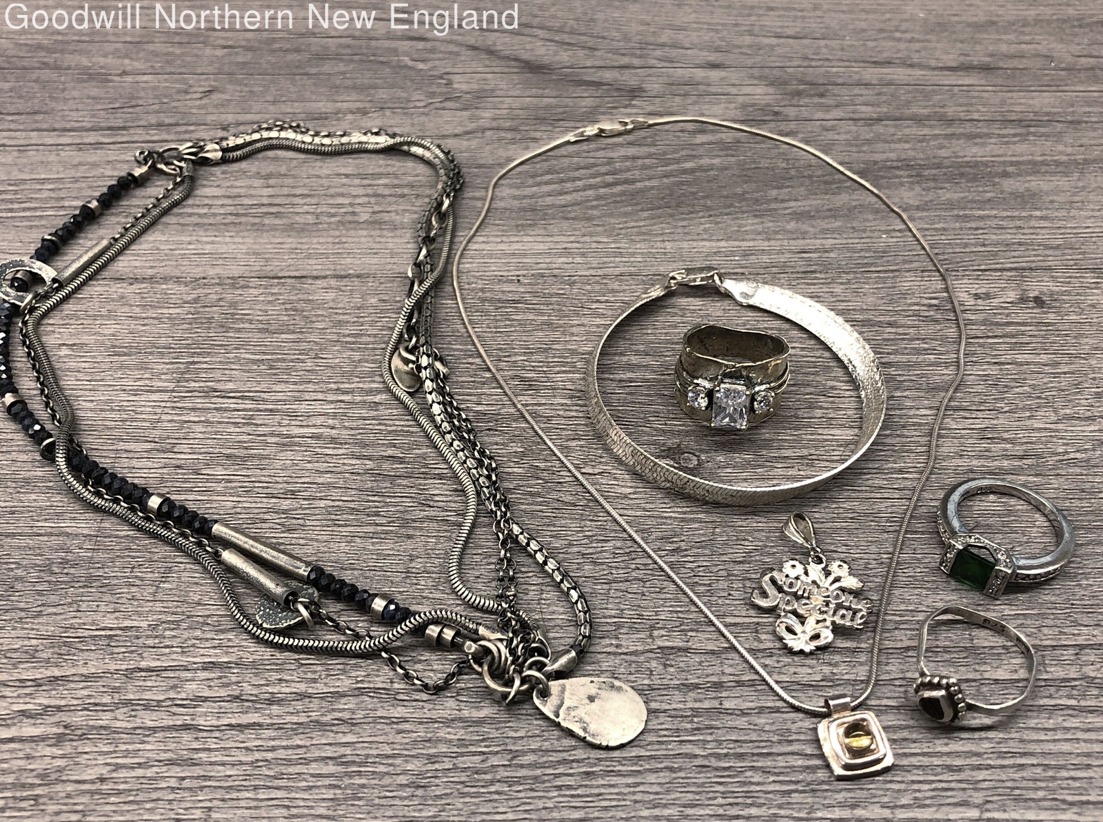 925 Sterling Silver Mixed Jewelry Lot w. Necklace Pendant Bracelet Ring ...