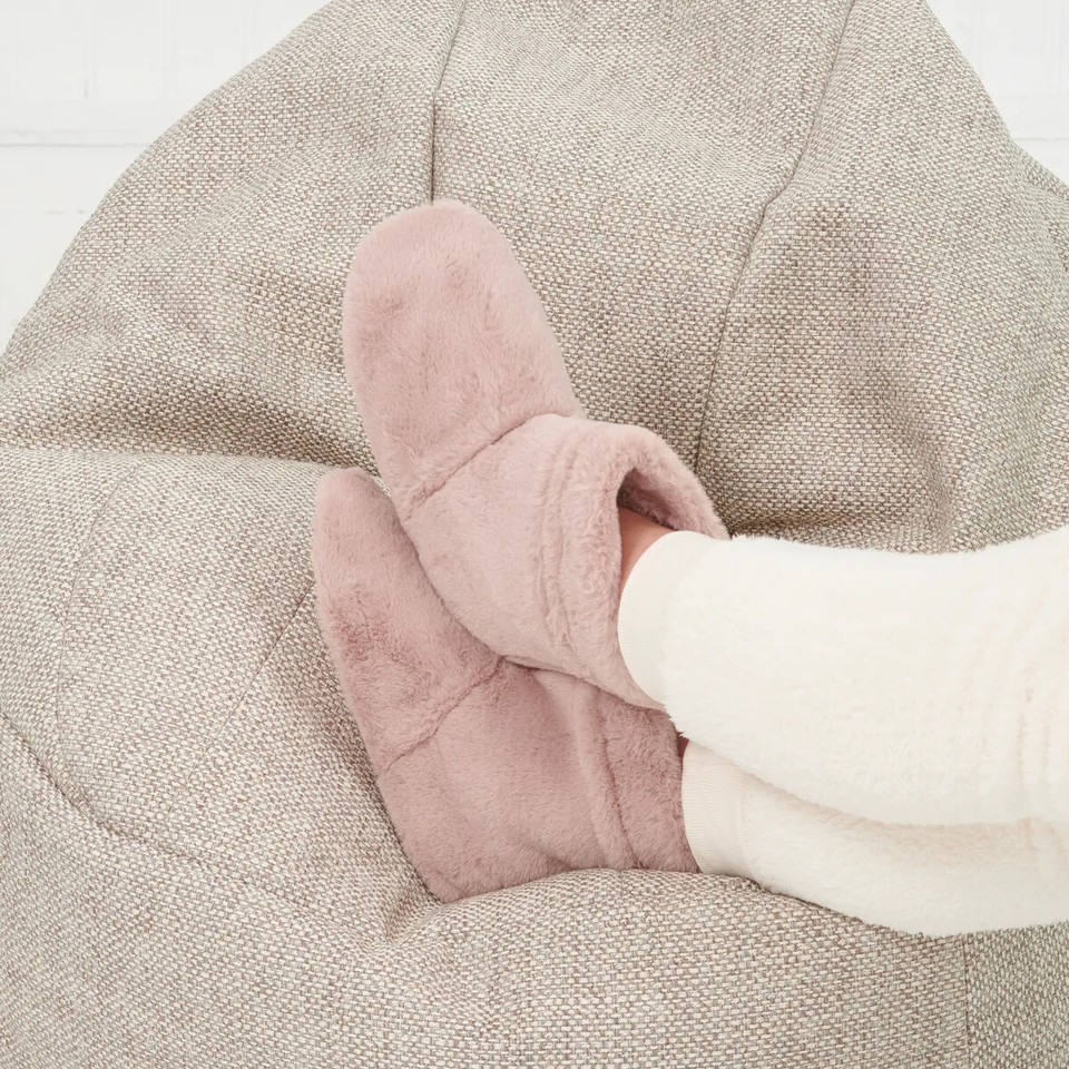 Aroma Home Microwavable Slipper Boots: Pink Faux Fur | eBay UK