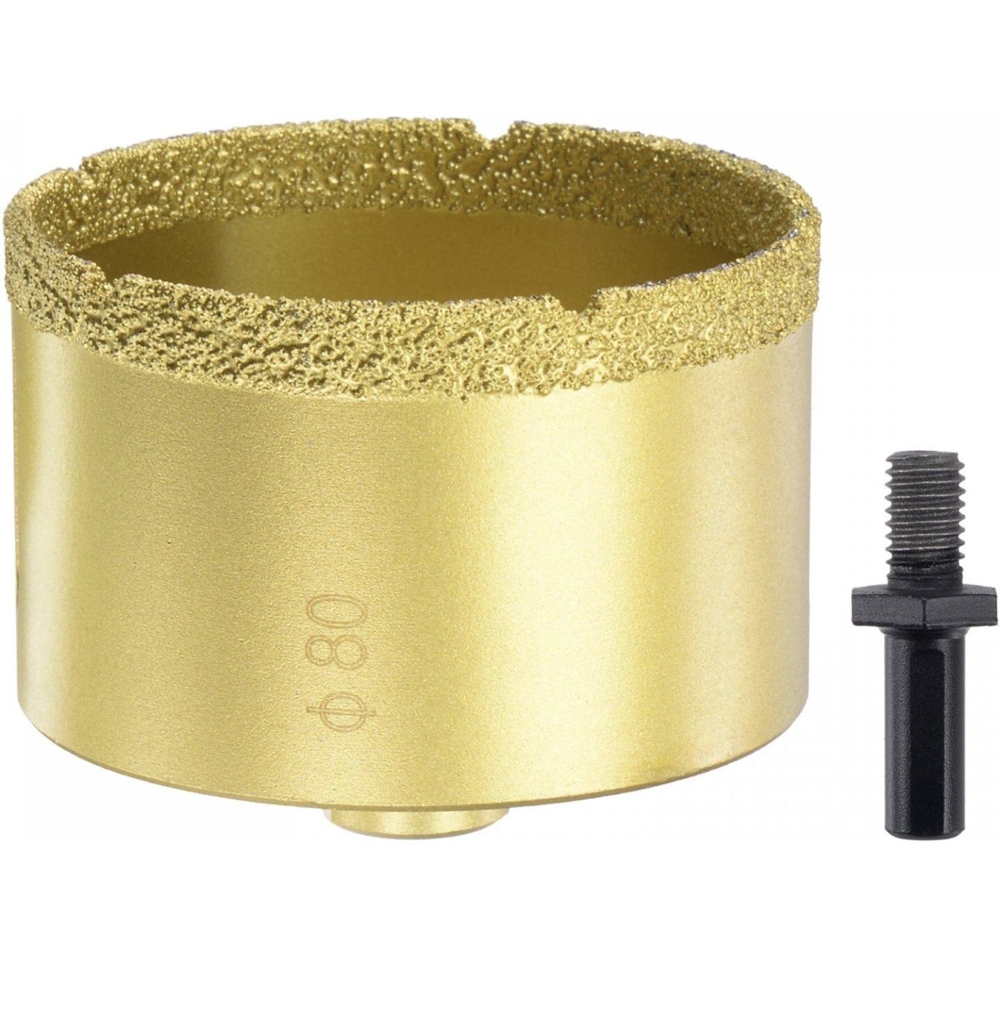 80mm Brazed Diamond Core Hole Saw & M10 Arbor Adapter, Tile, Stone ...