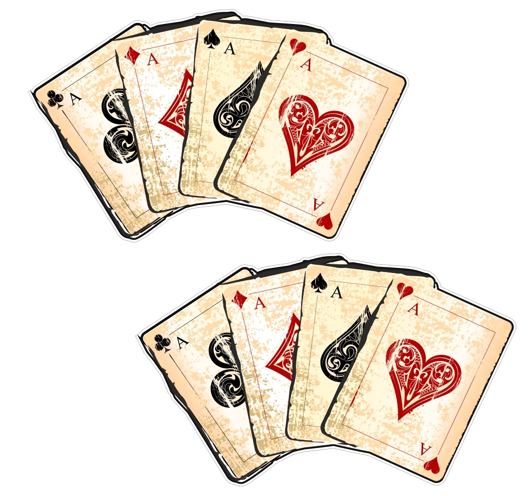 Pair of Distressed Aged Grunge 4 Aces Playing Cards vinyl car sticker ...