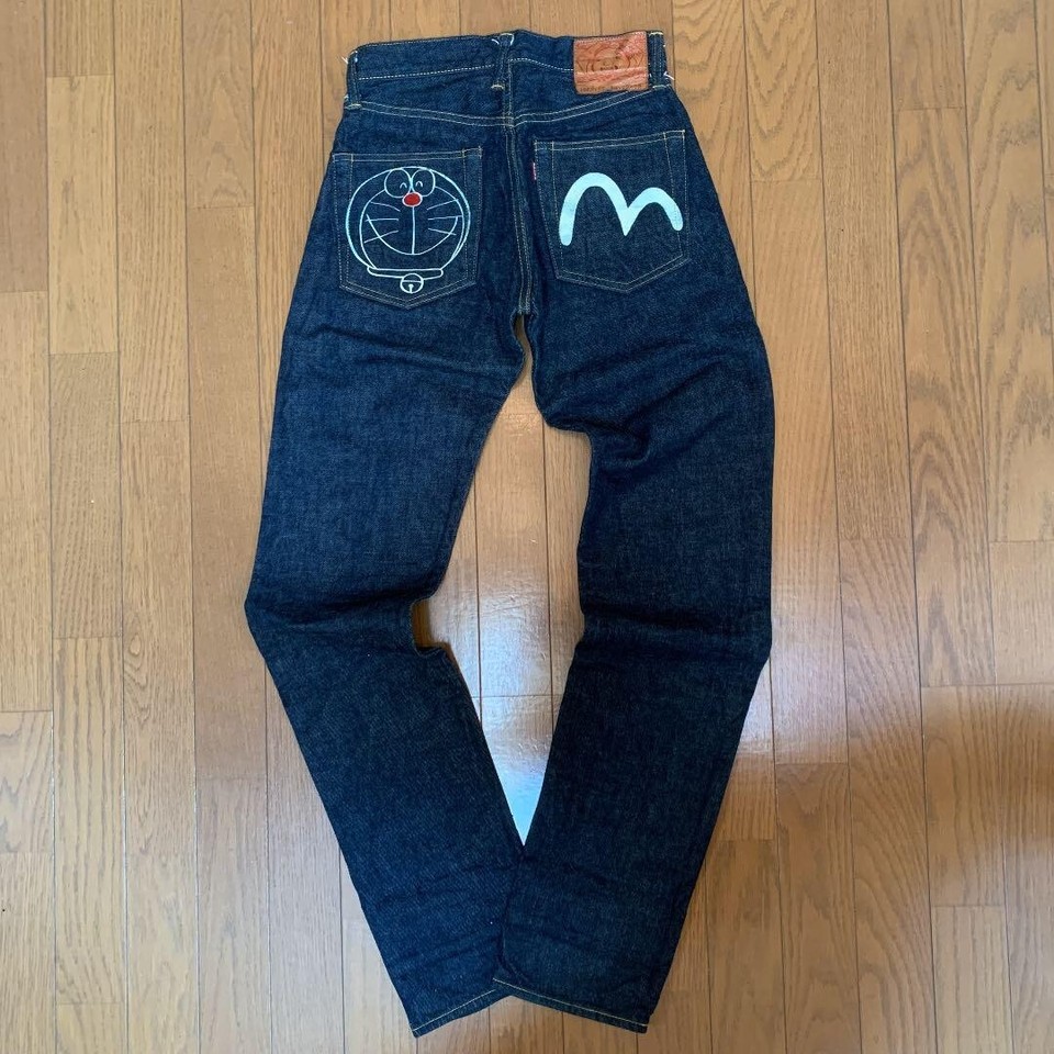Denim Jeans EVISU × DORAEMON Collabo JEANS Selvedge DENIM Japan W:26 ...