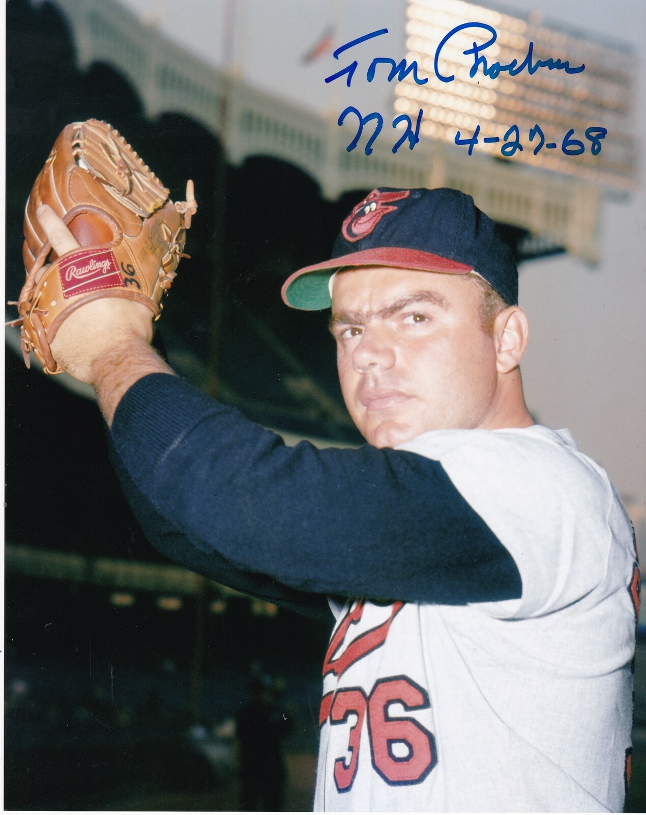 TOM PHOEBUS BALTIMORE ORIOLES NO-HITTER 4-27-68 COLOR ACTION SIGNED ...