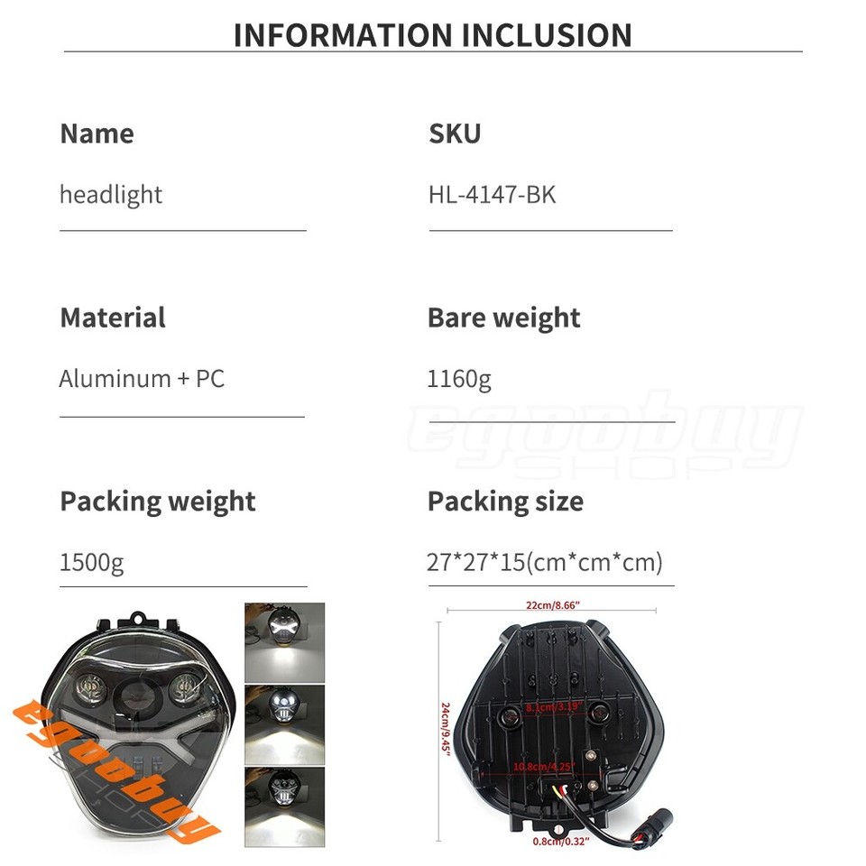Motorcycle LED 12V Headlamp Headlight DRL Assembly For BMW R1200R 2016 ...