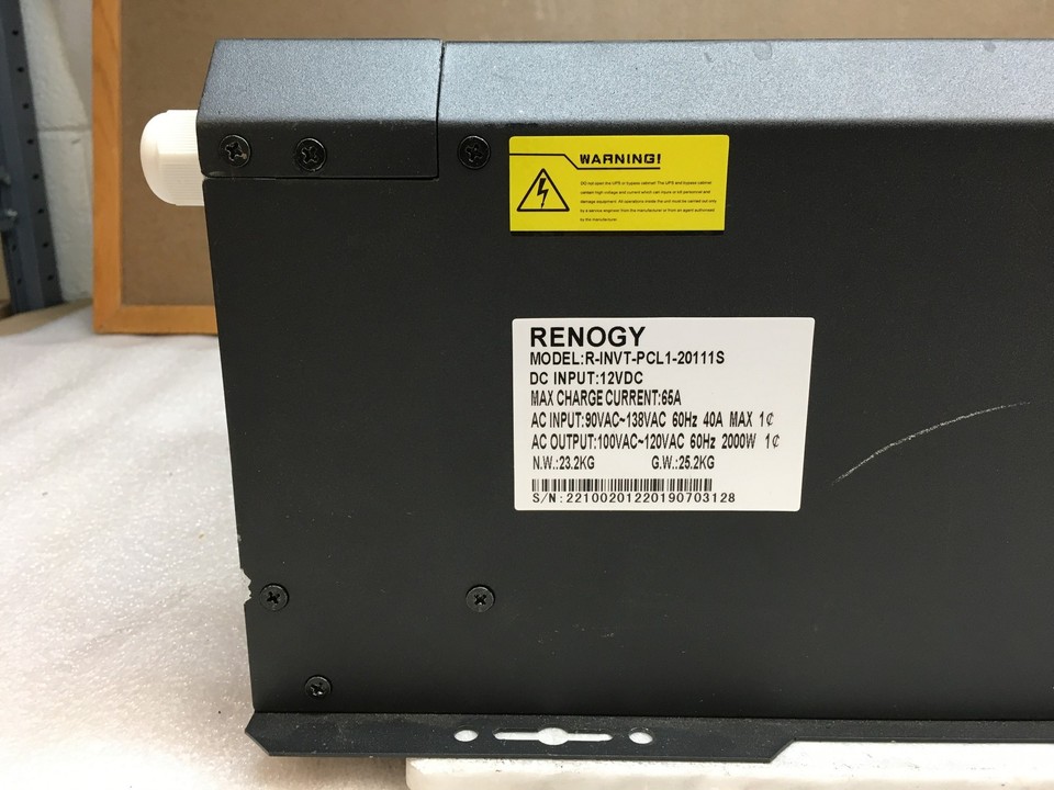 Renogy R-INVT-PCL1-20111S 2000W 12V Pure Sine Wave Inverter Display RV ...