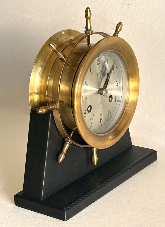 Schatz Brass Ships Bell Clock Helmsman Wheel 8-day | eBay Australia