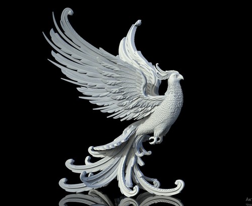 Phoenix Bird Miniature Resin Sculpture 10cm – 3D Printed Mythical ...
