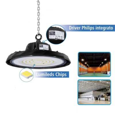 FARO INDUSTRIALE DRIVER LED PHILIPS UFO 200W LAMPADA SOSPENSIONE LUCE ...