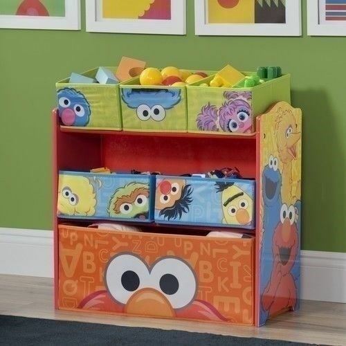 Sesame Street Elmo Toy Organizer Storage Bins Kids Playroom Box Chest ...