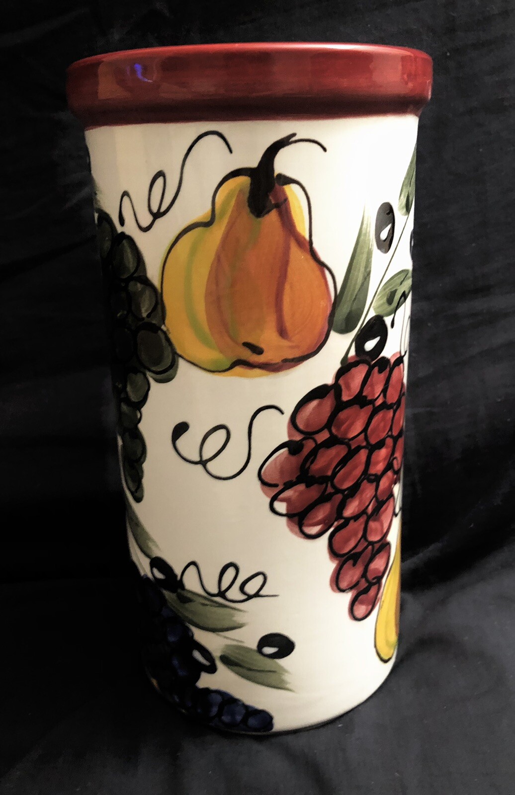 Elaine Greene Pottery Grape Motif Clos Du Bois Cylinder Ceramic Signed ...