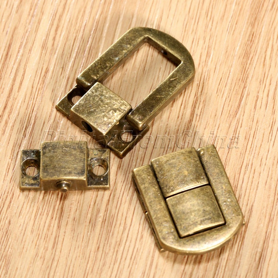 20x25mm Antique Brass Hasp Jewellery Box Suitcase Wood Chest Lock Latch ...