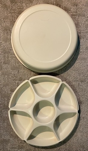 Vintage TUPPERWARE Divided Vegetable Chip Dip PARTY TRAY w/ Lid CLEAN ...