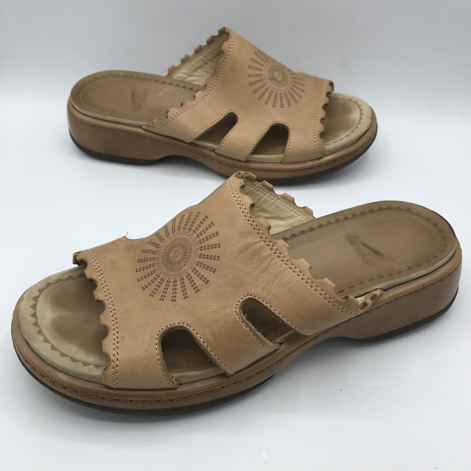 Dansko Sandals Eve Aztec Sun Slides Brown Leather Wom… - Gem