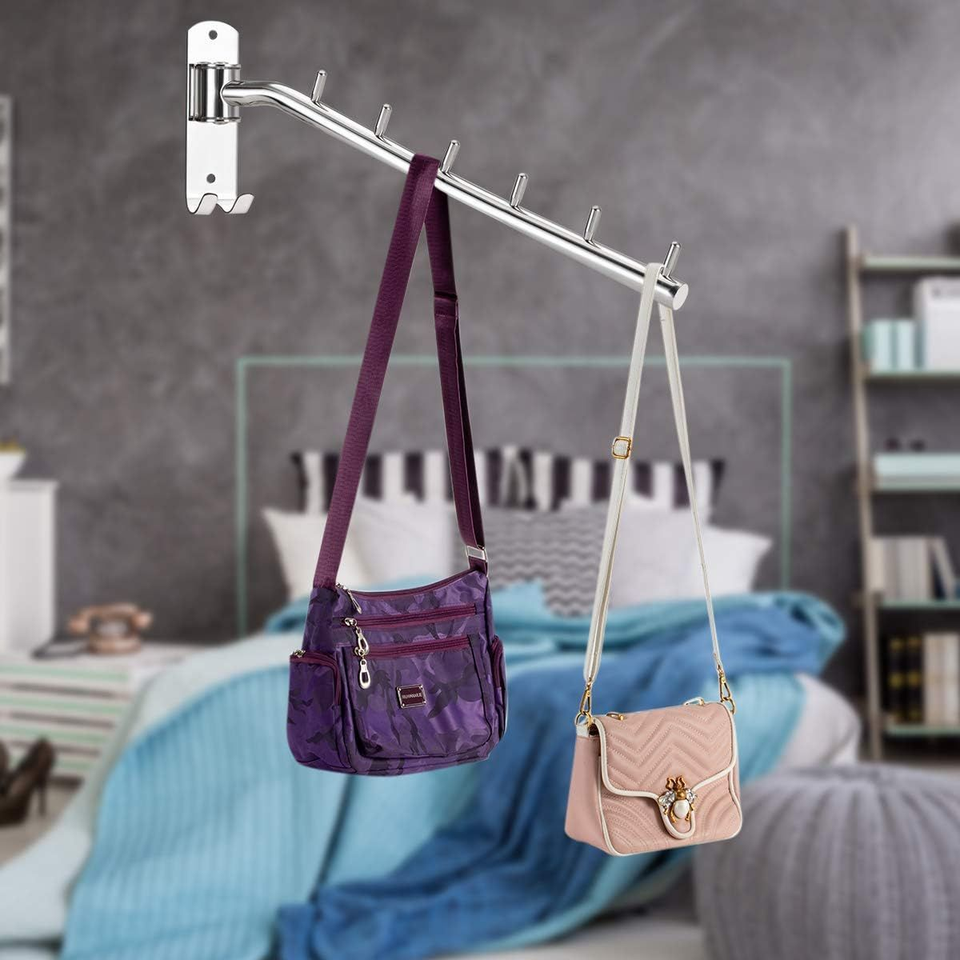 Bosszi 2-Pack Wall Mounted Folding Clothes Hanger Rack, 2-Pack, Silver ...