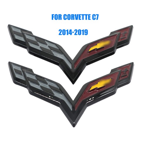 ADHESIVE Emblem For Corvette C7 2014-2019 Gloss Black Front & Rear ...