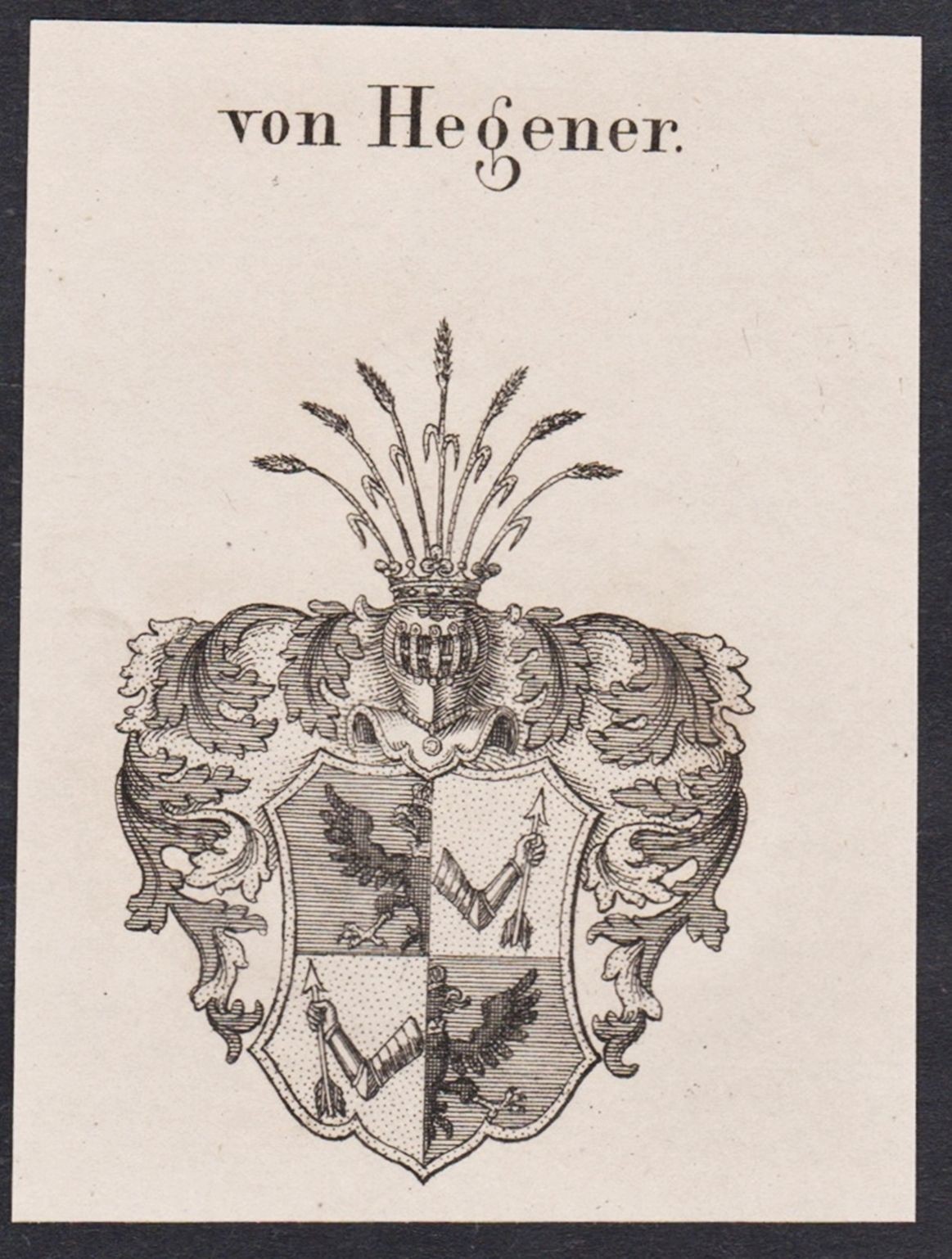 Hegener Wappen Blason Héraldiques Heraldique Généalogie Gravure 1820 | eBay