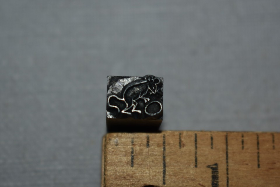 Vintage Antique Metal Letterpress Printers Block Mouse or Rat Rolling ...