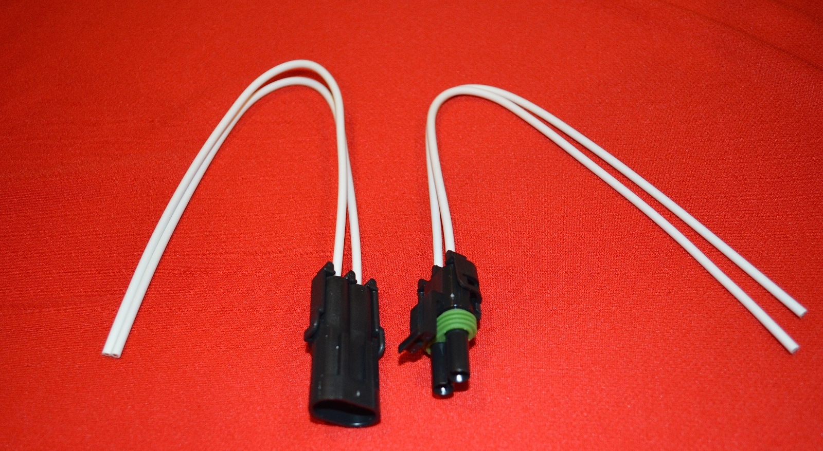 WEATHER PACK 2 CAVITY PIGTAIL SET - MALE & FEMALE 14 GA. GXL WIRE 1 SET ...