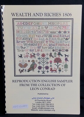 English Georgian Sampler Chart from Leon Conrad Wealth and Riches 1806 ...