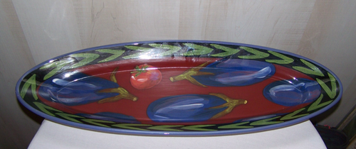 Droll Design Dated 2004 Tomatoes & Egg Plant Pattern Hand Painted ...