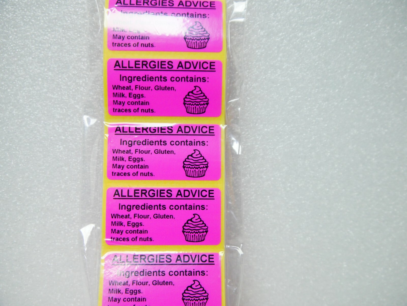 1000 PINK Cup Cake Allergy Warning Labels Food Ingredient Content ...