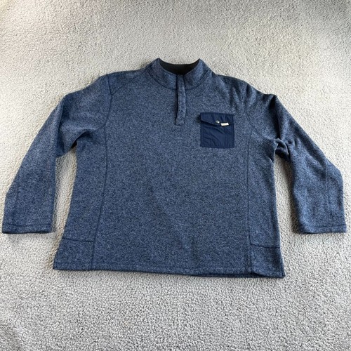 Woolrich Sweater Mens 2XL Blue Pullover Sherpa Lined Snap Mock Neck ...