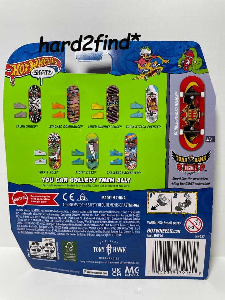 Hot Wheels Skate Tony HAWK Finger board " Double-Headed Demon " | eBay