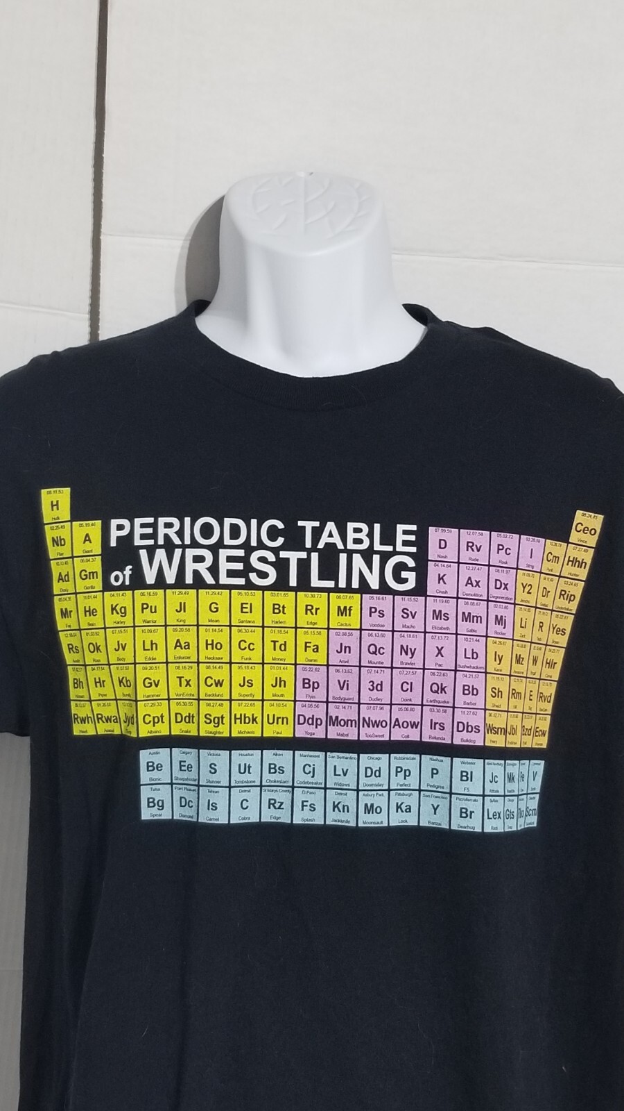 WWF WCW Periodic Table Of 80's 90's Wrestling t-shir… - Gem