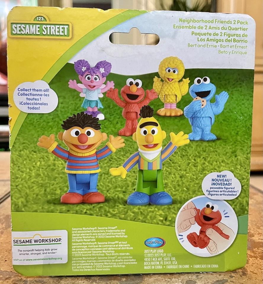 SESAME STREET Bert & Ernie Movable Action Figure 2 Pack Neighborhood ...