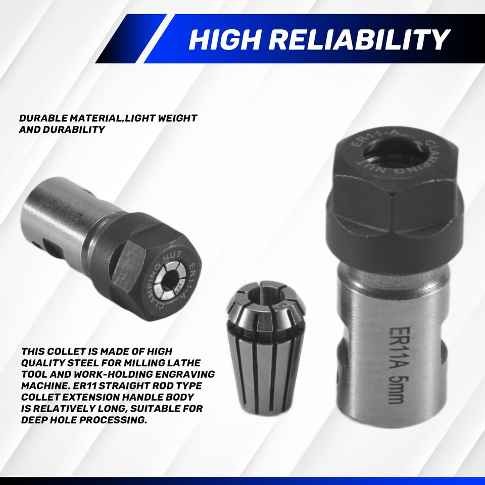 Er11 5Mm Motor Shaft Collet Chuck Spindle Extension Rod Inner + Er11 ...