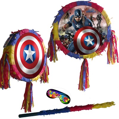 Captain America shield Piñata Kids Smash Party Fun Avengers Red UK ...