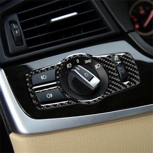 Carbon Fiber Car Headlight Switch Panel Cover Trim For BMW 5 Series F10 ...