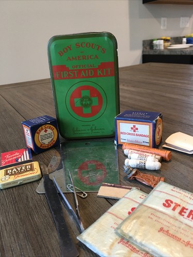 Vintage Boy Scouts Of America First Aid Kit 1940s 6.25x4x2 “ | eBay