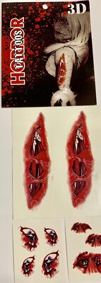 3D Horror Tattoo Set. Zombie Scars Halloween Fake Tattoos Gory | eBay