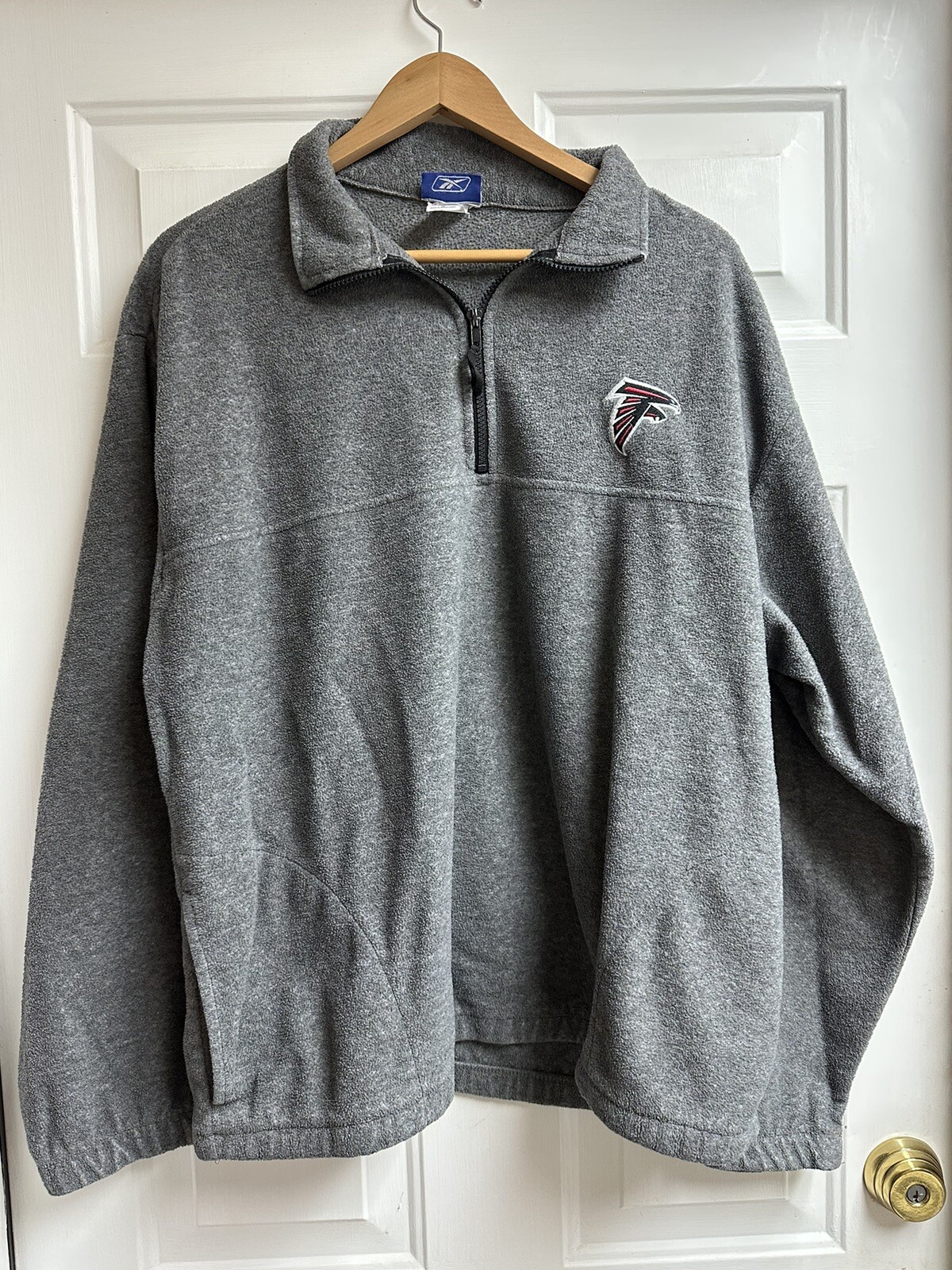 NFL Atlanta Falcons XL Fleece Half Zip Pullover Gray Reebok. Logo 100% ...