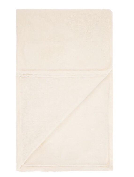 Cream Throw Plain Plush Fleece Supersoft Blanket 130cm x 150cm NEW ...