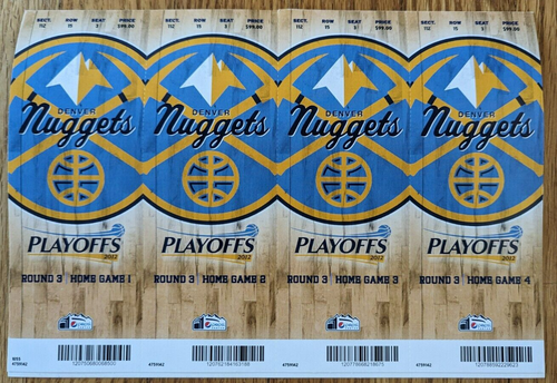 DENVER NUGGETS 2012 PHANTOM TICKETS PLAYOFFS & WESTERN FINALS FULL ...