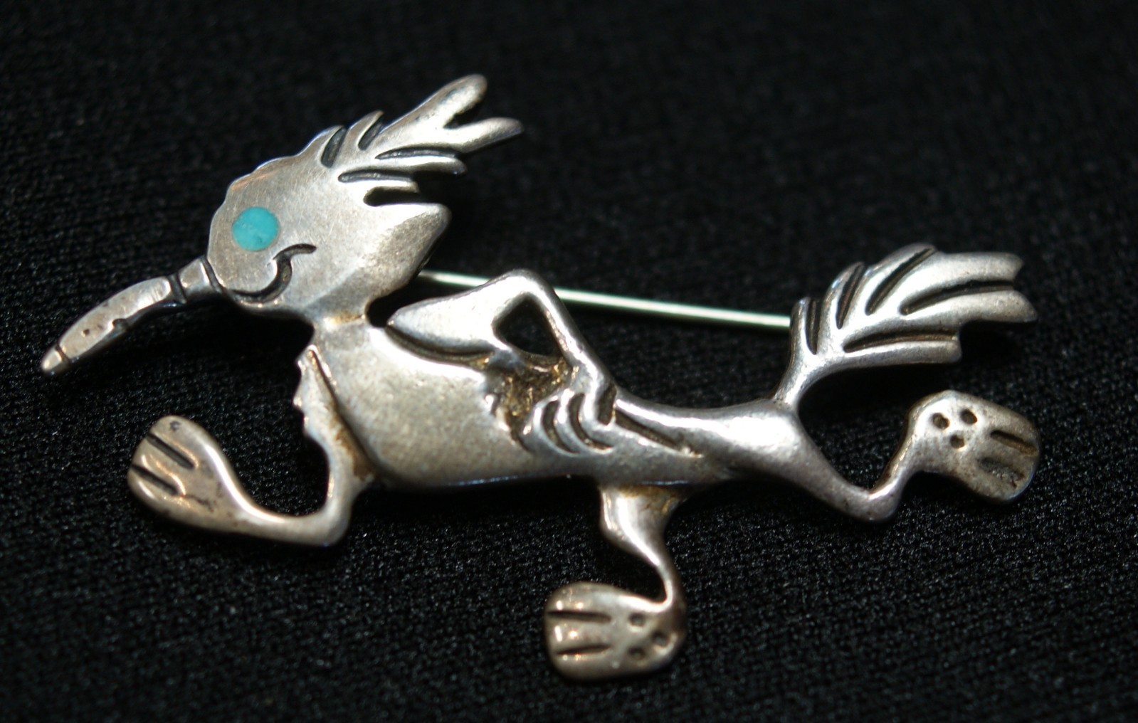 Zuni Pueblo Sterling Silver Road Runner Inlay Pin | eBay